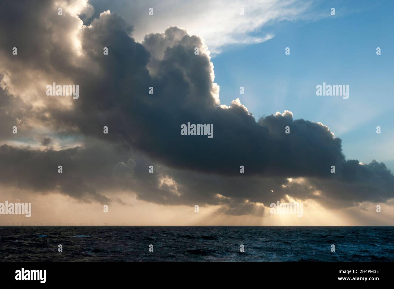 A Dramatic Cloud Formation Over The Rampion Wind Farm Off The Coast At ...