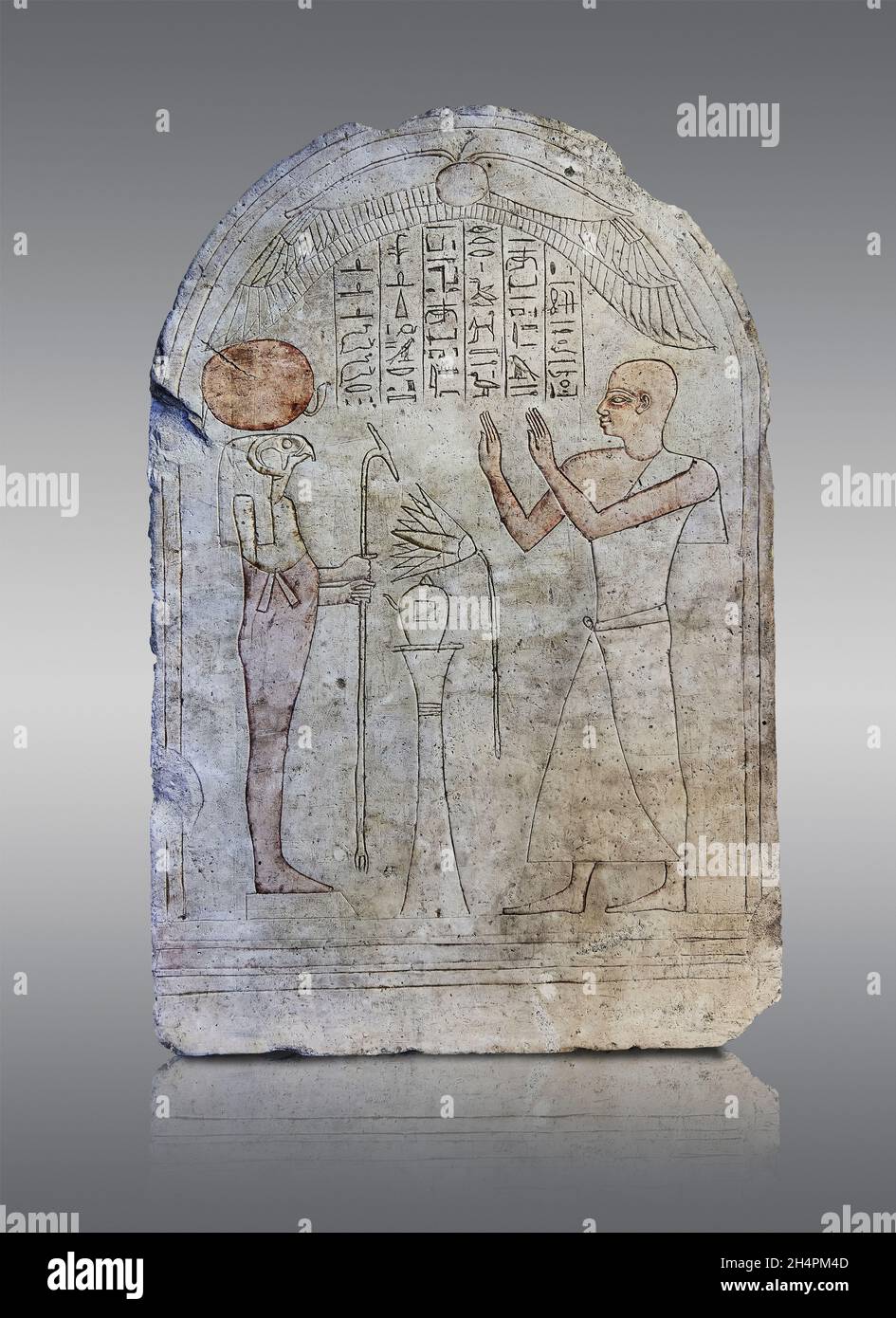 Ancient Egyptian stele of Irtyrtcha worshiping Re Horakhty, 7th cent BC ...