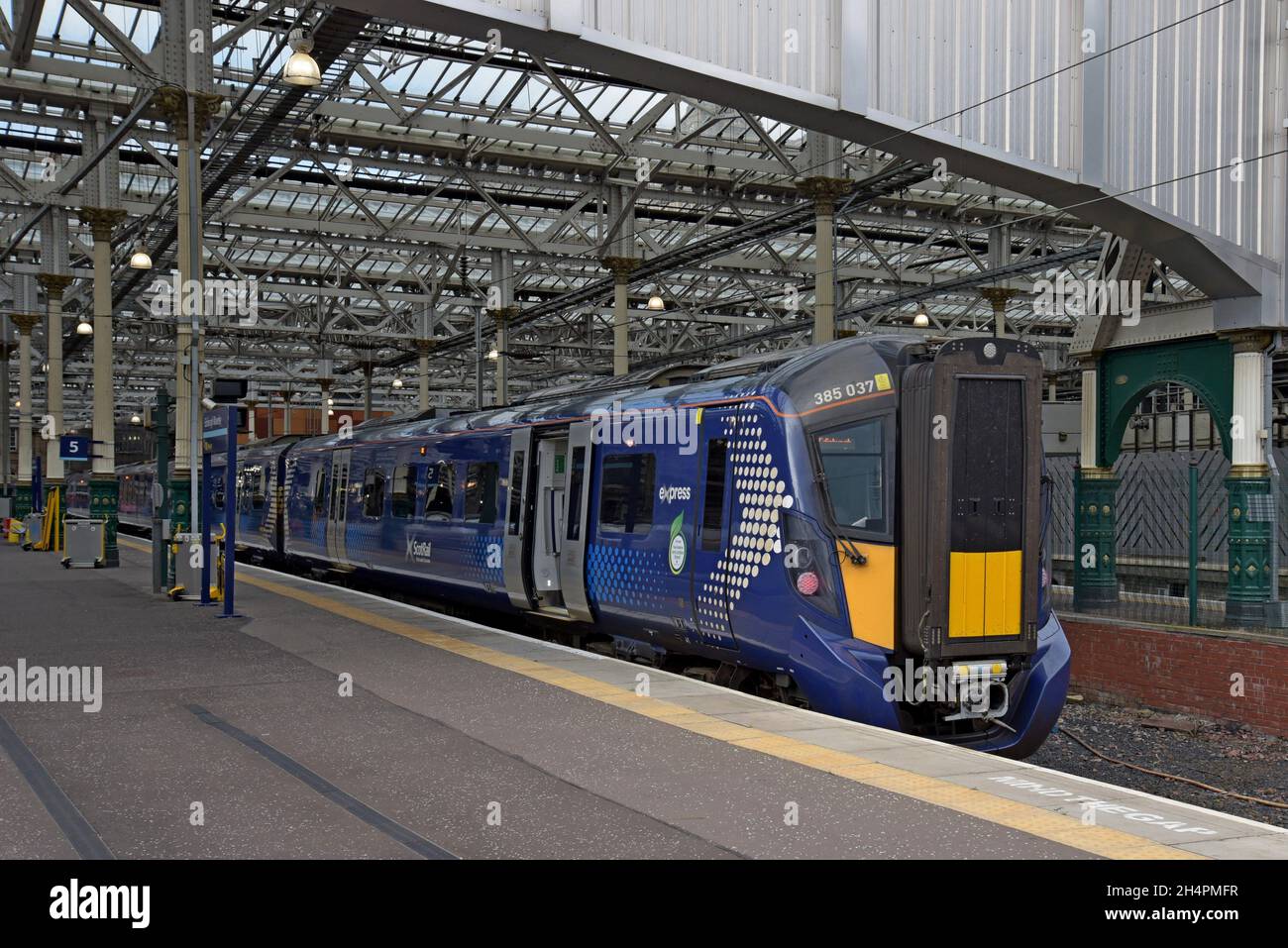 A ScotRail Class 385 electric multiple unit train waiting at the ...