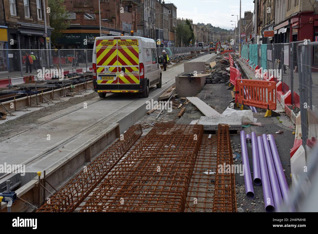 Work progressing on the Edinburgh tram network extension in Leith Walk ...