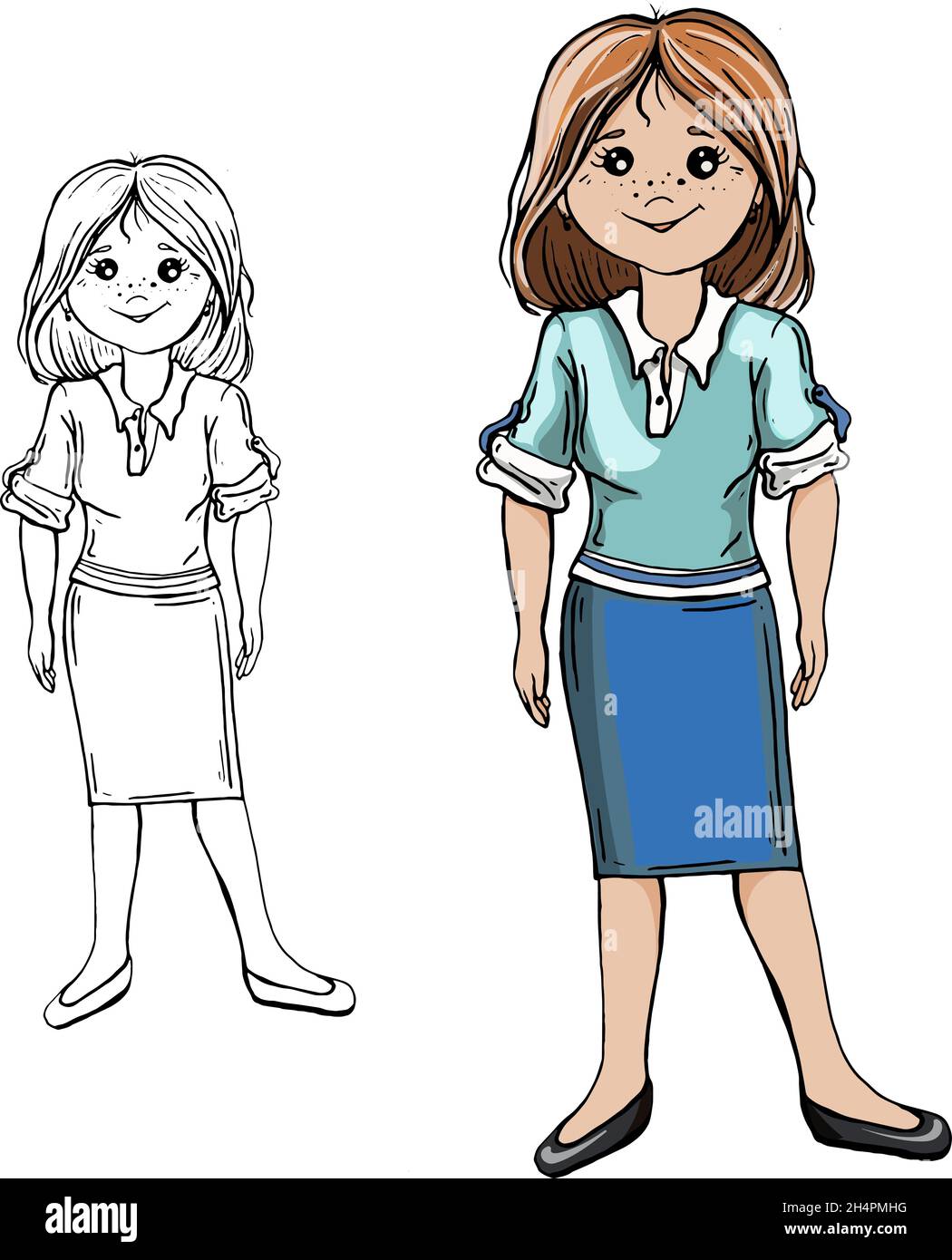 Outline Drawing Of A Woman Standing