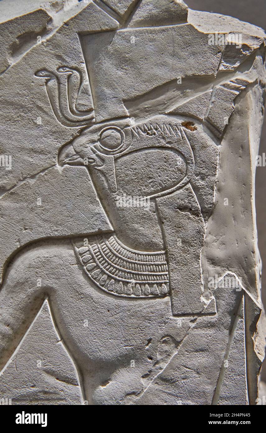 Ancient Egyptian temple relief of God Montu at Tod, Thebes, 2033-1982 ...