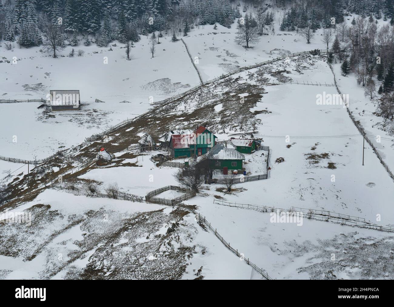 landscape, winter, village, farming, farm, outdoor, autside, snow ...