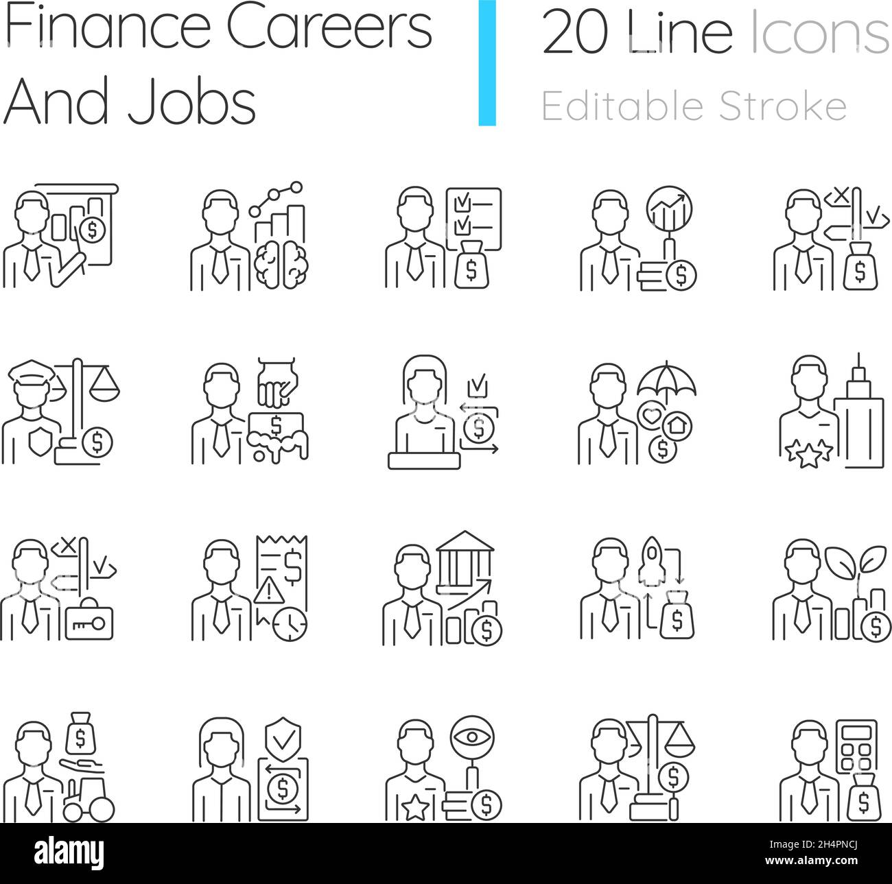 Finance careers and jobs linear icons set Stock Vector Image & Art - Alamy