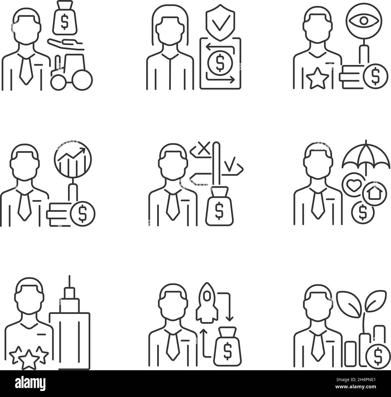 Finance jobs linear icons set Stock Vector Image & Art - Alamy