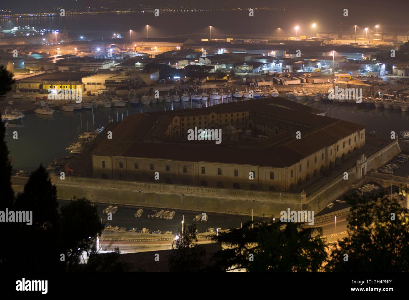 Night view of the Mole Vanvitelliana, Ancona, Marche, Italy, Europe ...