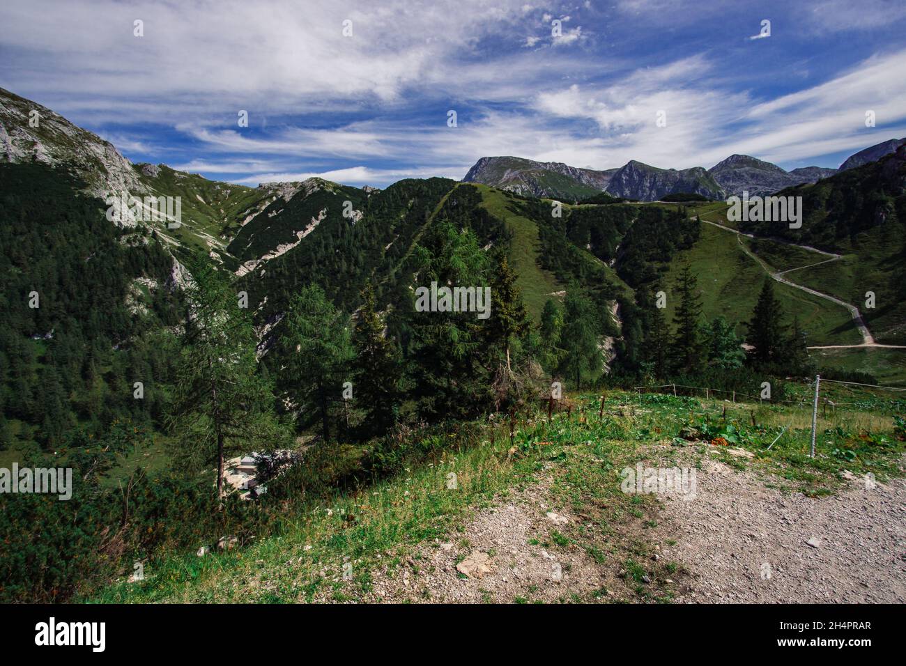 Watzmann mountain in the Bavarian Alps, the village of Berchtesgaden in ...
