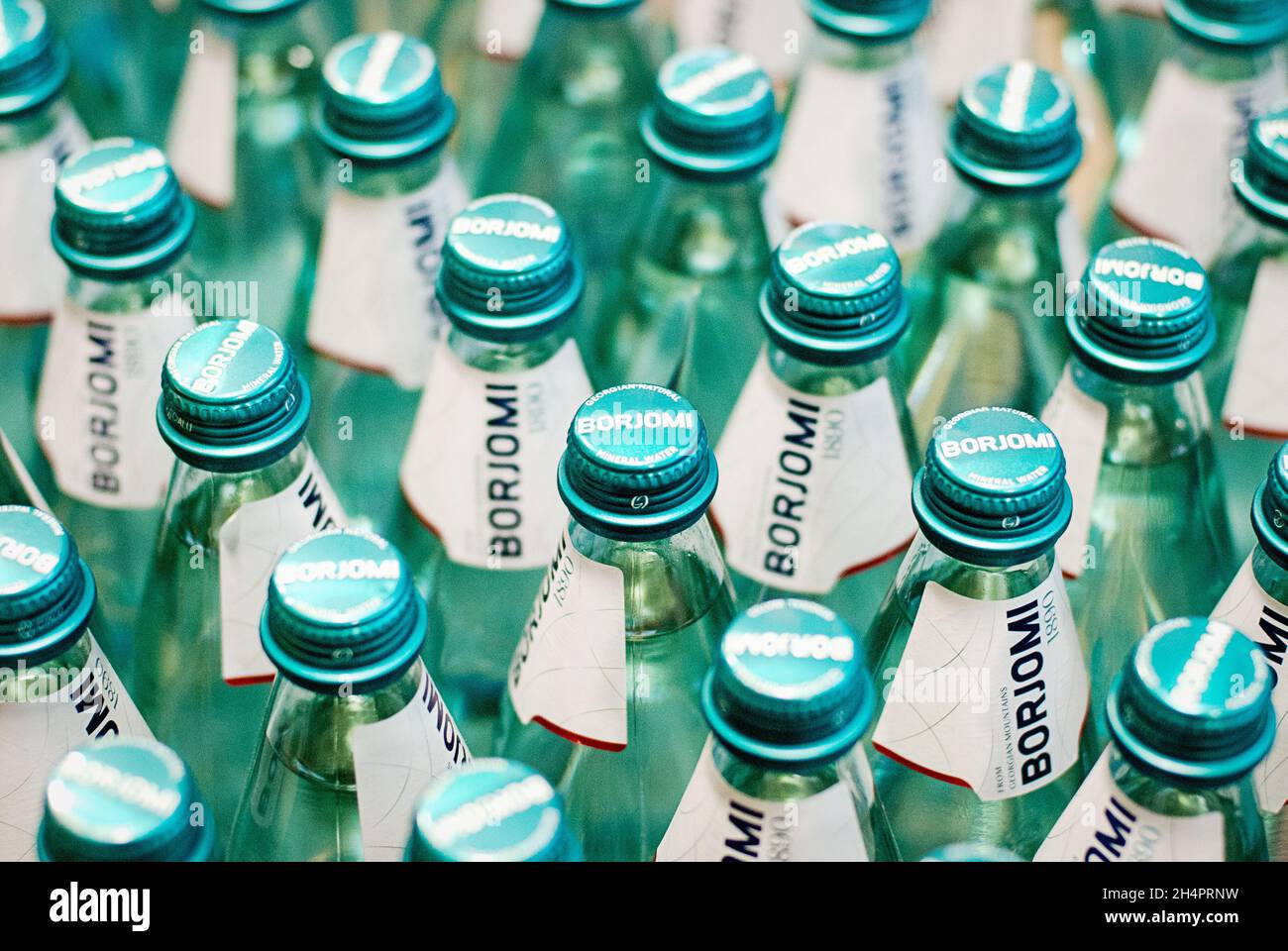 Bottles of Borjomi mineral drinking water, natural volcanic mineral ...