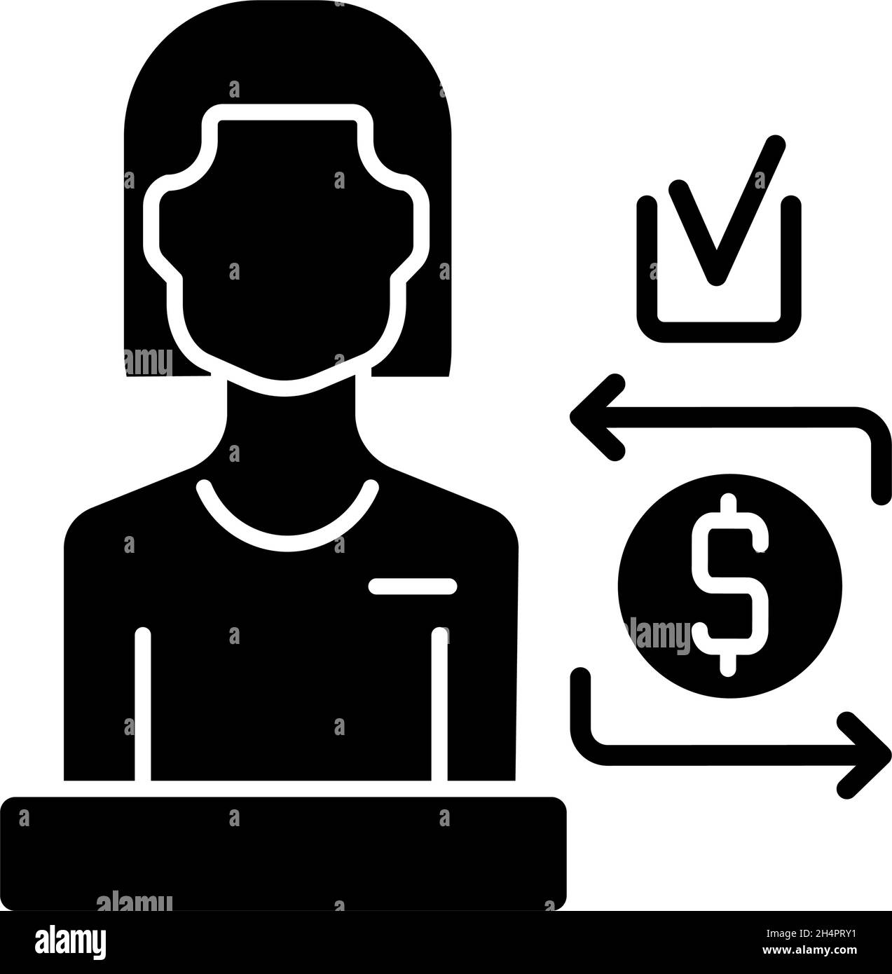Bank teller black glyph icon Stock Vector Image & Art - Alamy