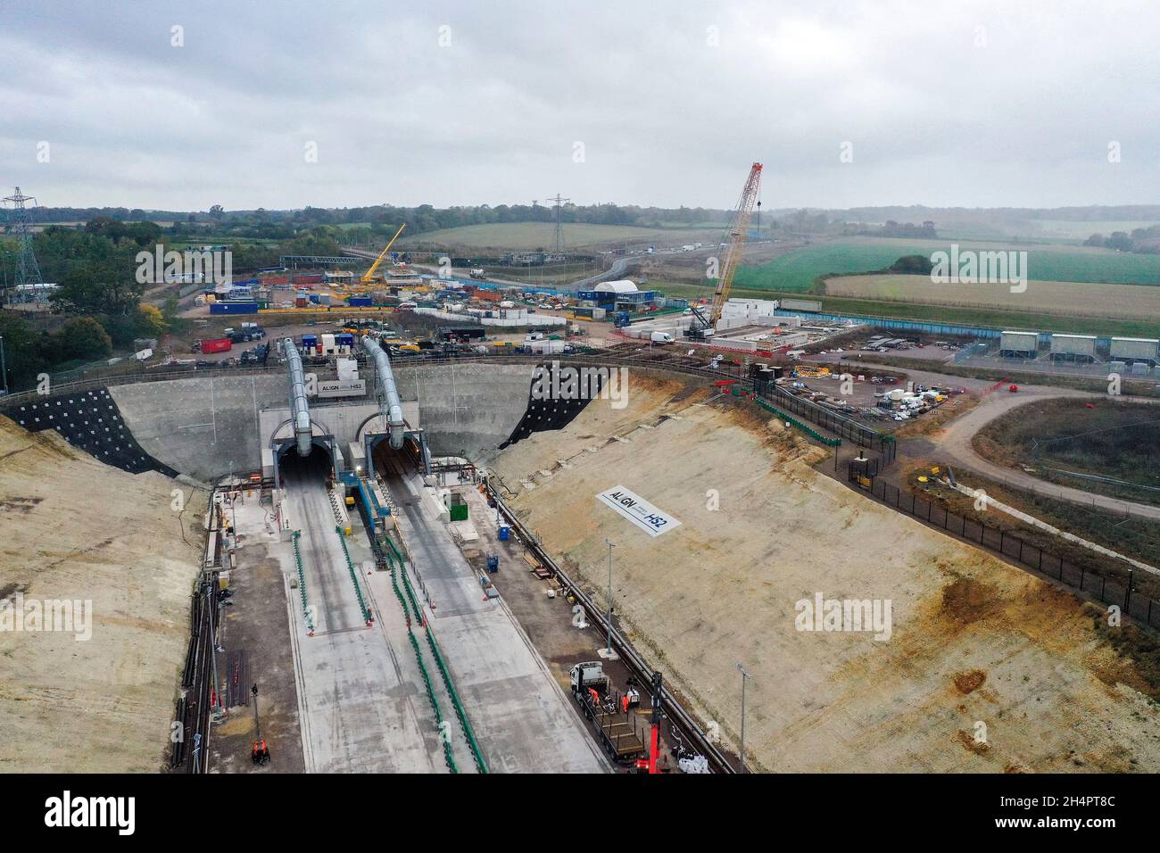 An aerial view of the entrance to the Chiltern Tunnels at the south ...