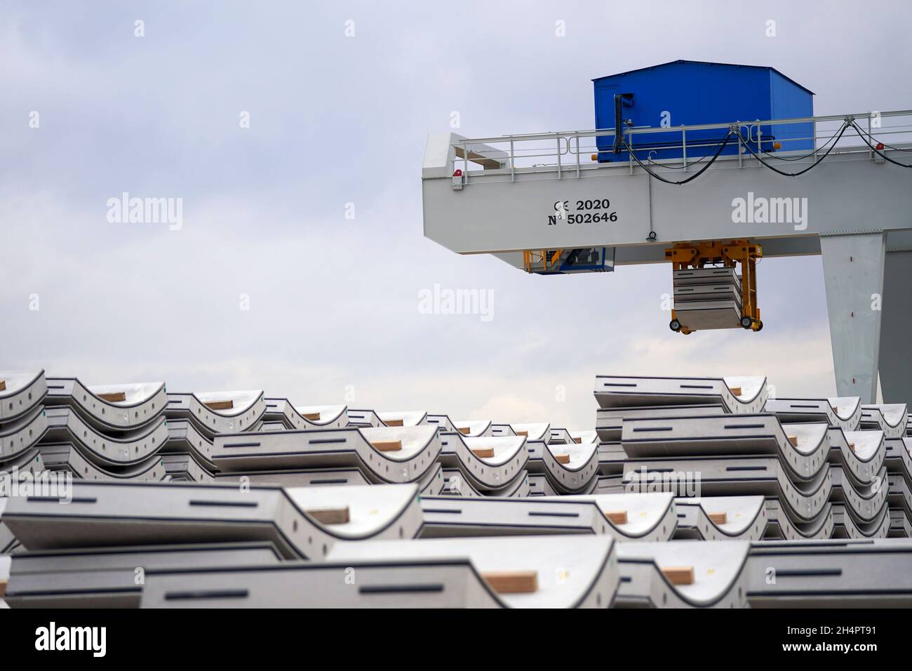Concrete tunnel segments waiting to be taken into the tunnel at the ...