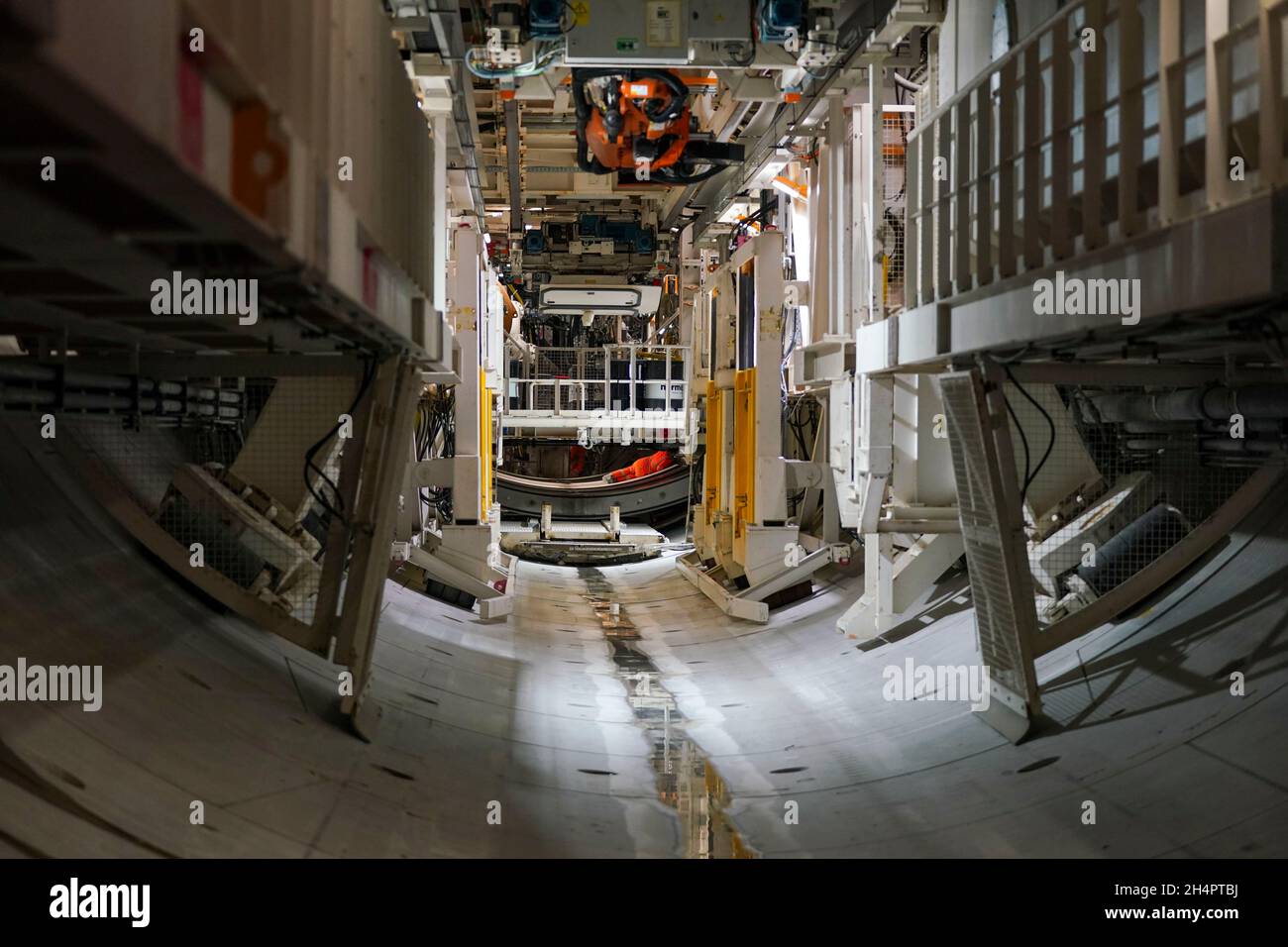 A mechanic works on one of the two tunnelling machines at the south ...