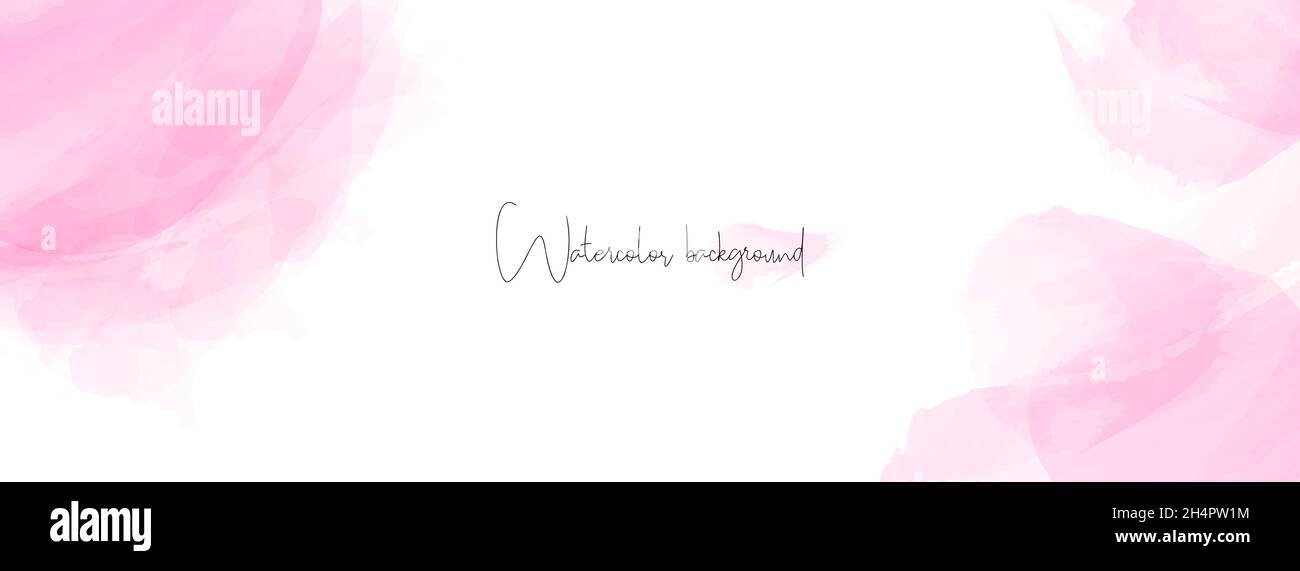 Pink watercolor abstract background. Vector long minimal banner for ...