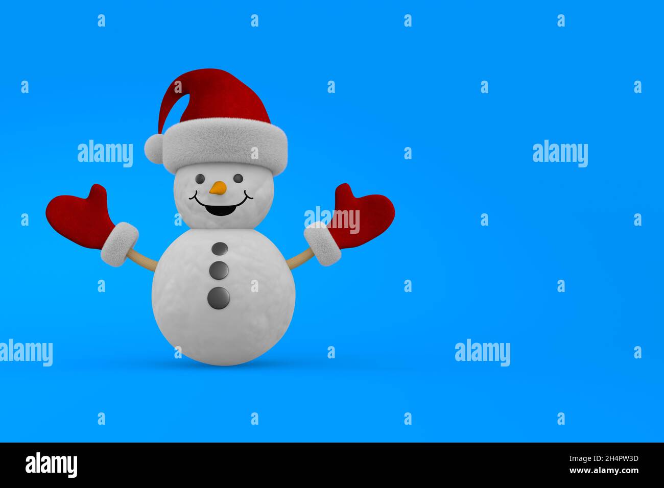 snowman on blue background. Isolated 3D illustration Stock Photo - Alamy
