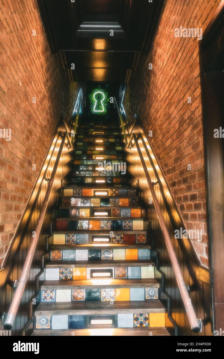 Vertical shot of decorative stairs inside a building in San Francisco ...