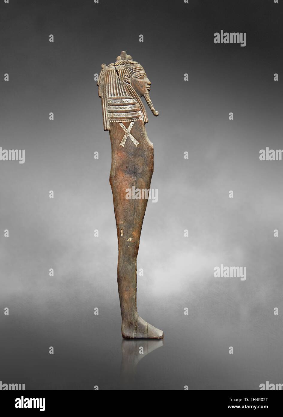Egyptian Wood carvings of god Amset from a sarcophagus the "son of ...