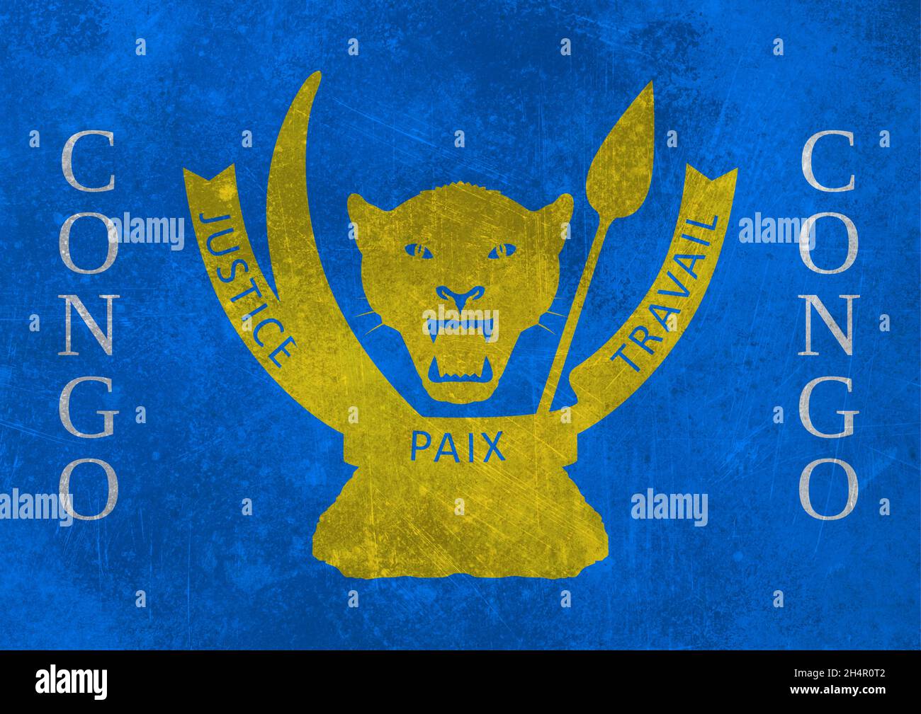 with coat of arm leopard head with national motto the major congolese ...