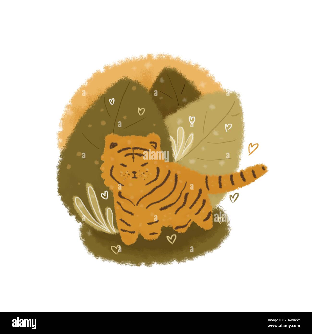 Cute little tiger hand drawn illustration Stock Photo - Alamy