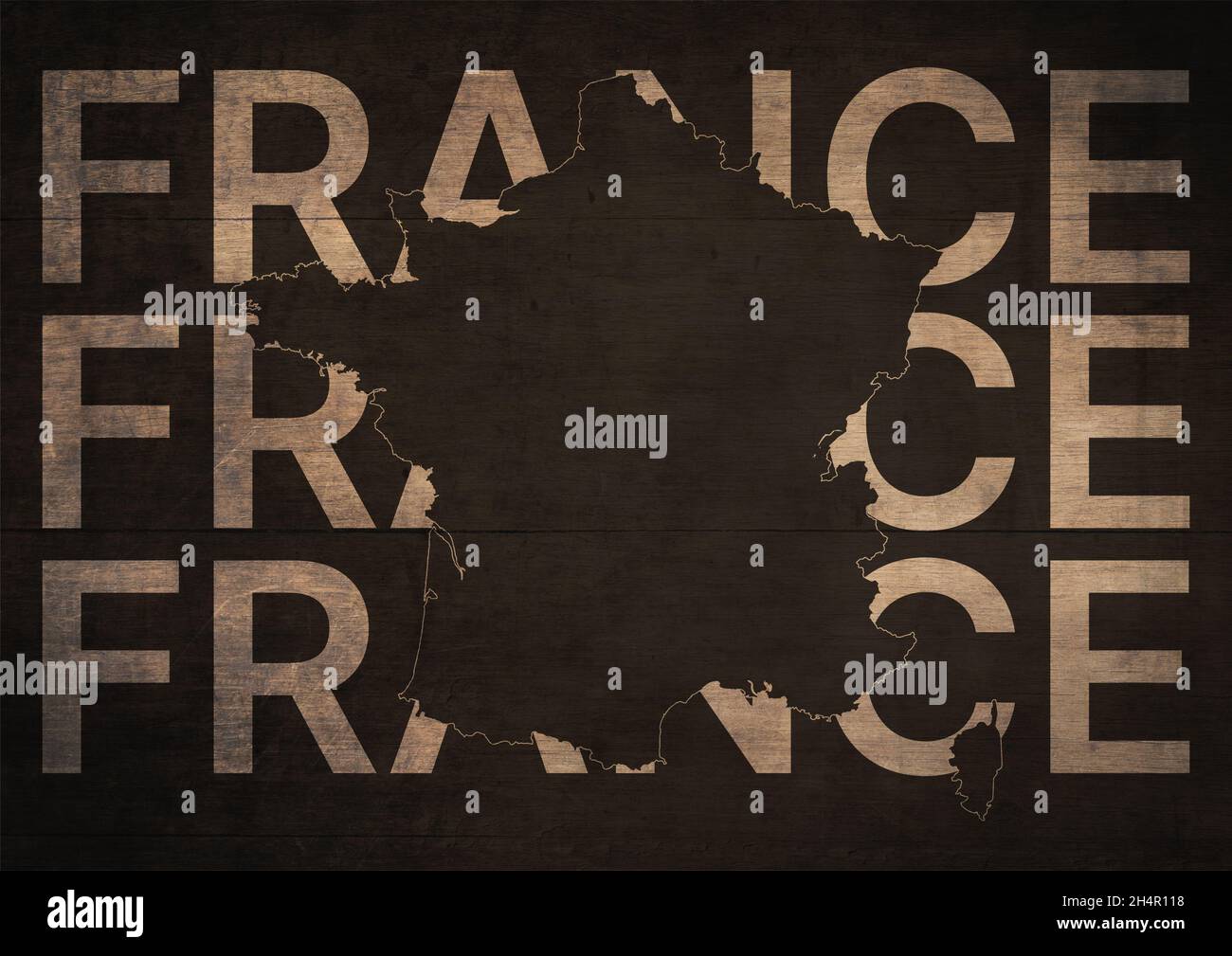minimalist map and the name of France design with wood texture texture ...