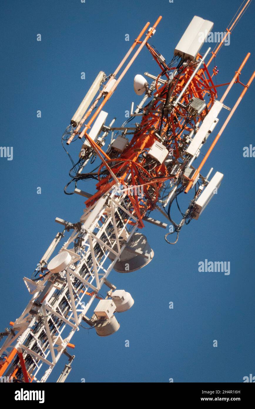 A worker maintains the 5g cell tower in Sao Carlos, Brazil on Nov. 3 ...