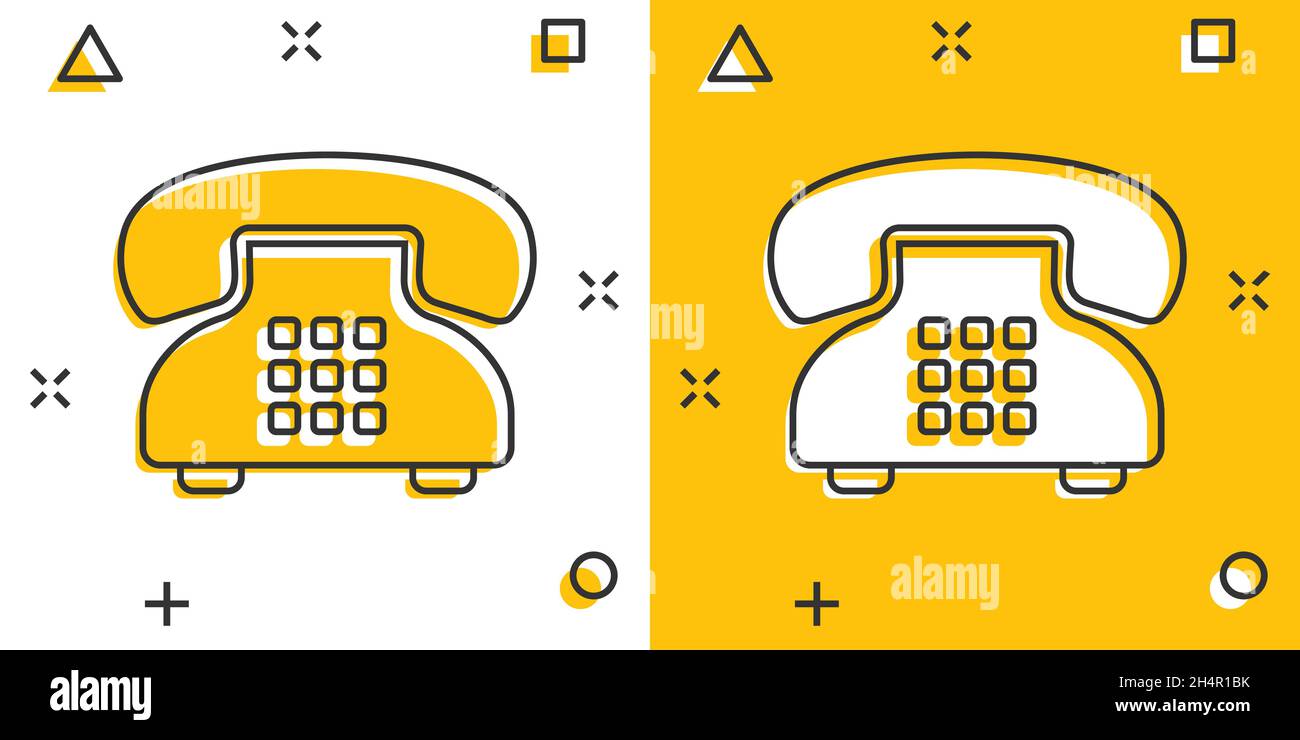 Mobile phone icon in comic style. Telephone talk cartoon vector ...