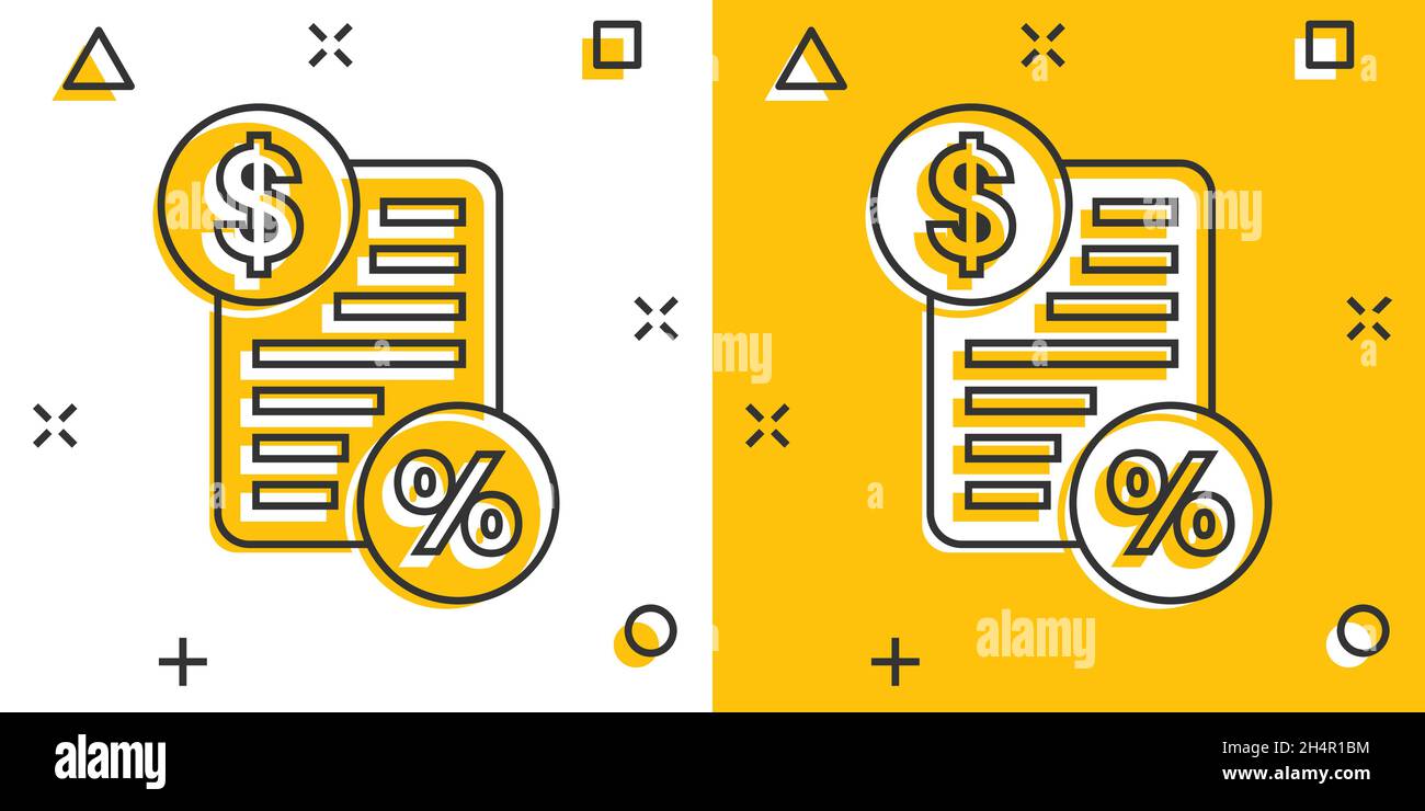 Tax payment icon in comic style. Budget invoice cartoon vector ...