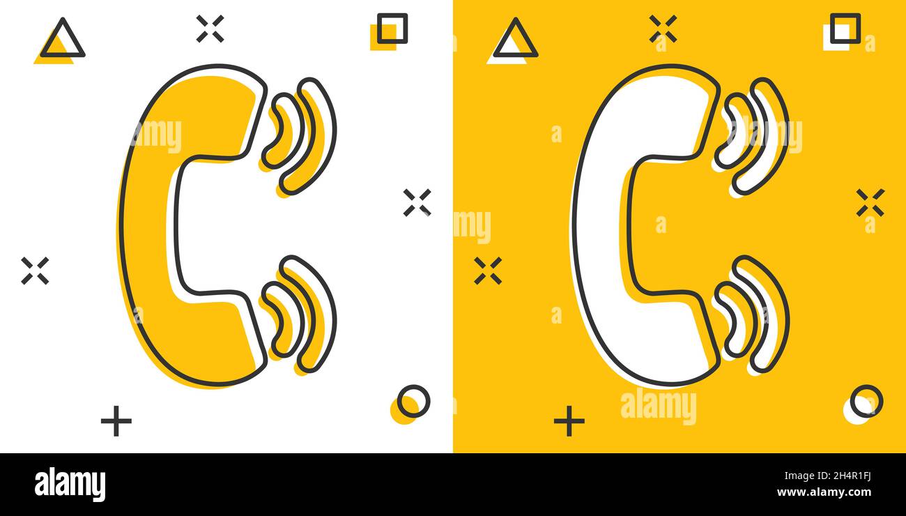 Mobile phone icon in comic style. Telephone talk cartoon vector ...
