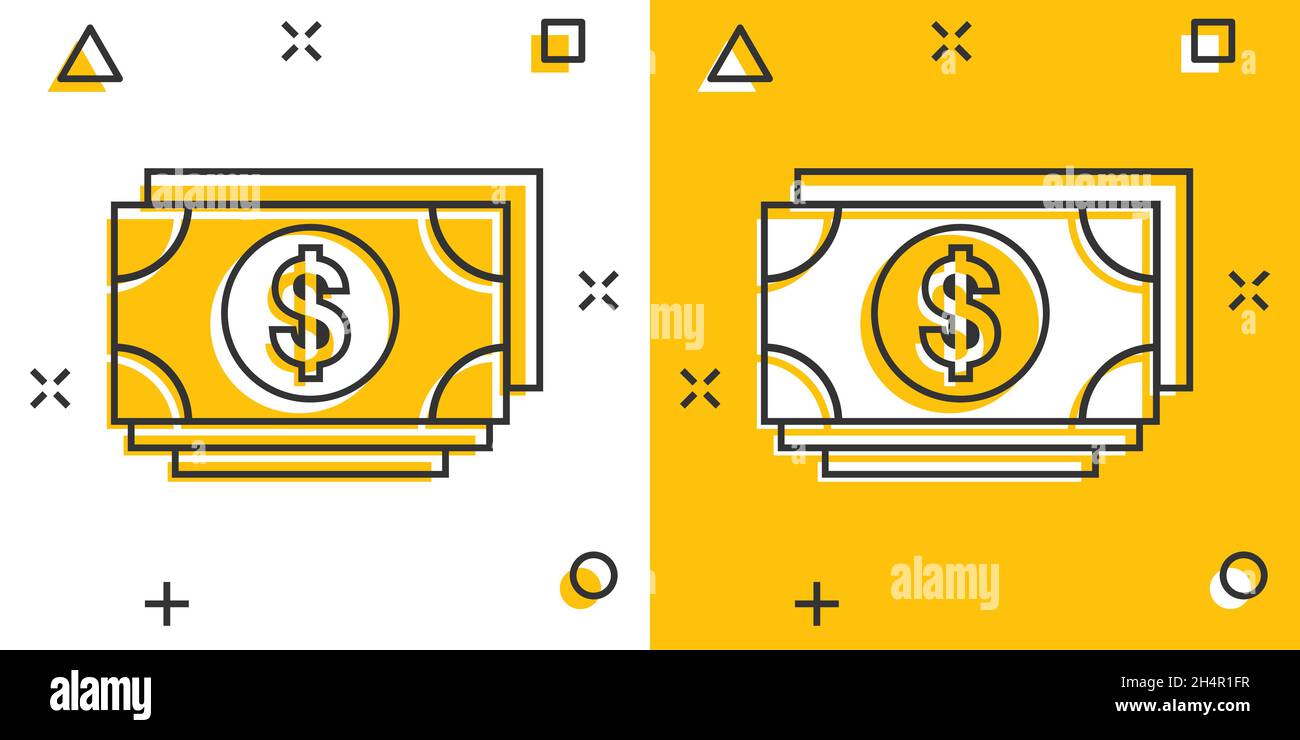Dollar currency banknote icon in comic style. Dollar cash cartoon ...