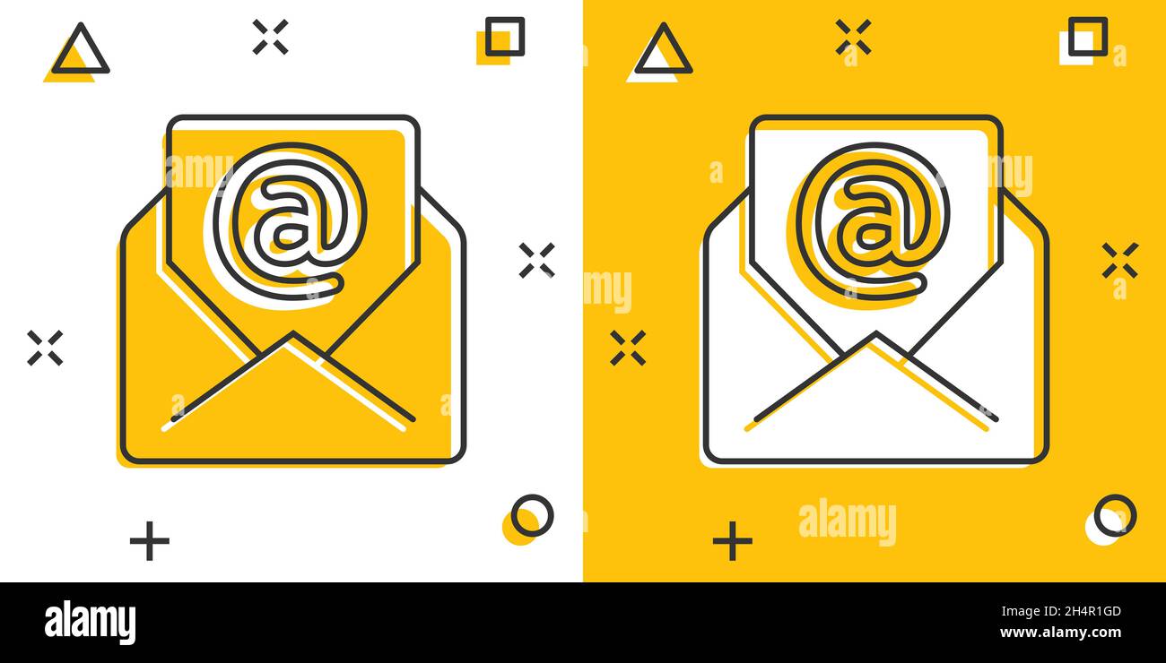 Email message icon in comic style. Mail document cartoon vector ...