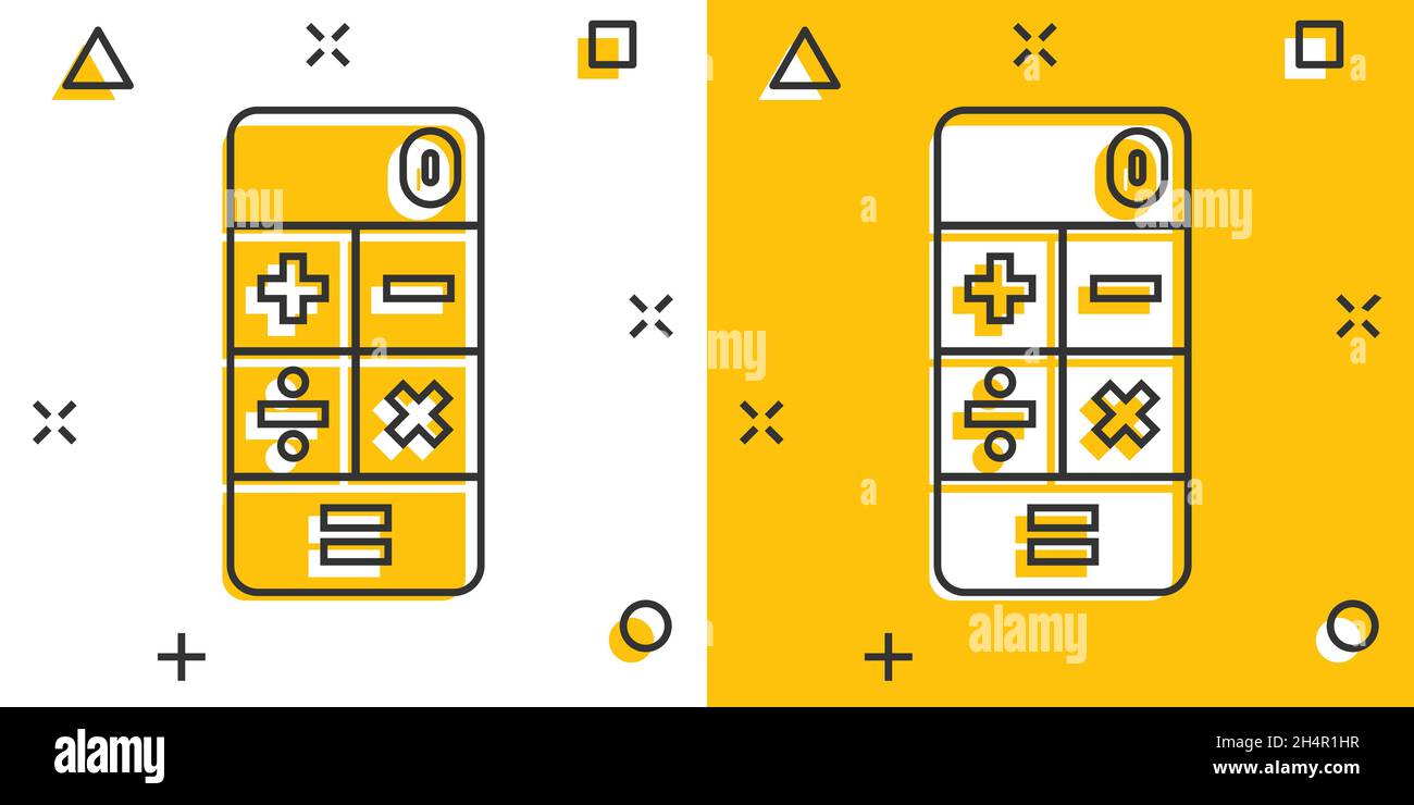 Calculator icon in comic style. Calculate cartoon vector illustration ...
