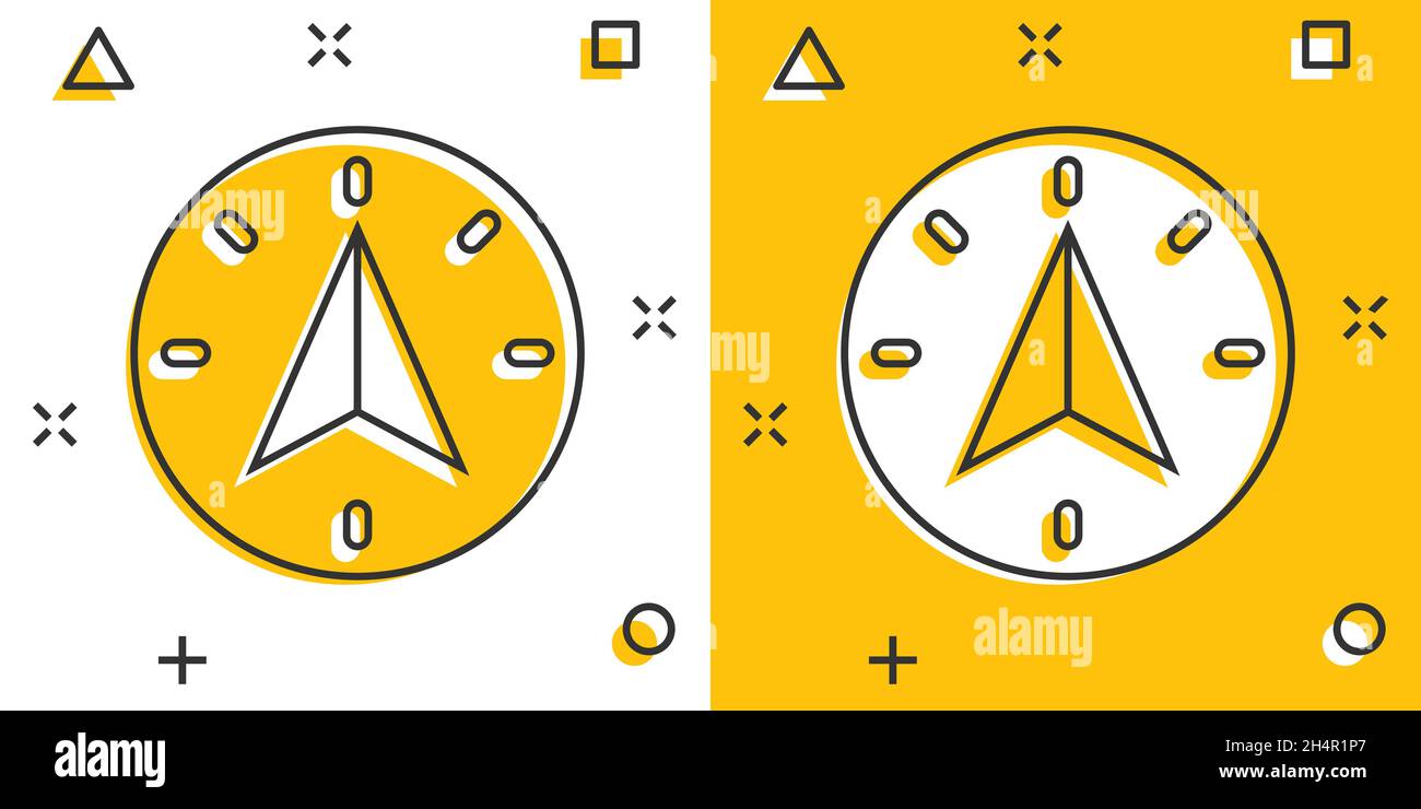 Compass icon in comic style. Navigation equipment cartoon vector ...
