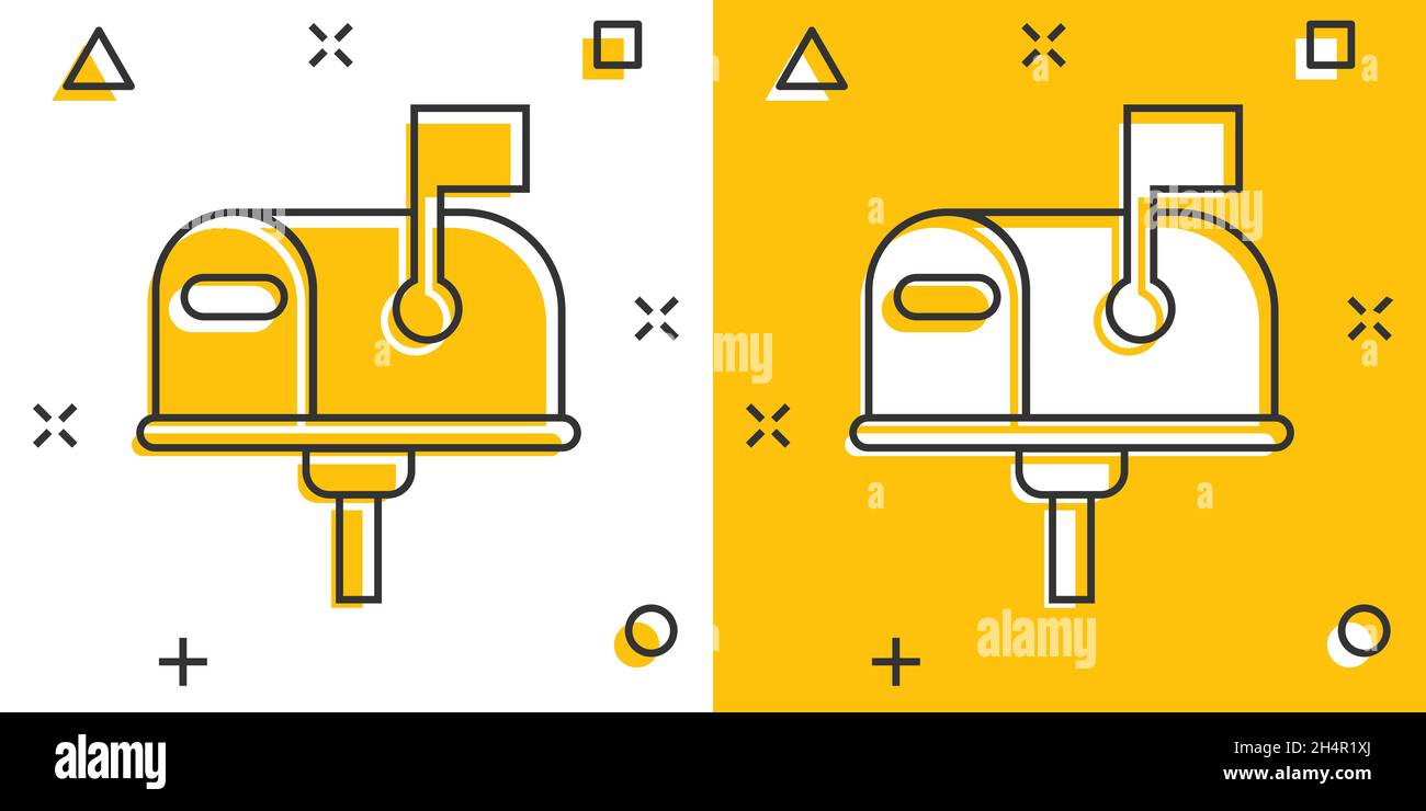 Mailbox icon in comic style. Postbox cartoon vector illustration on ...