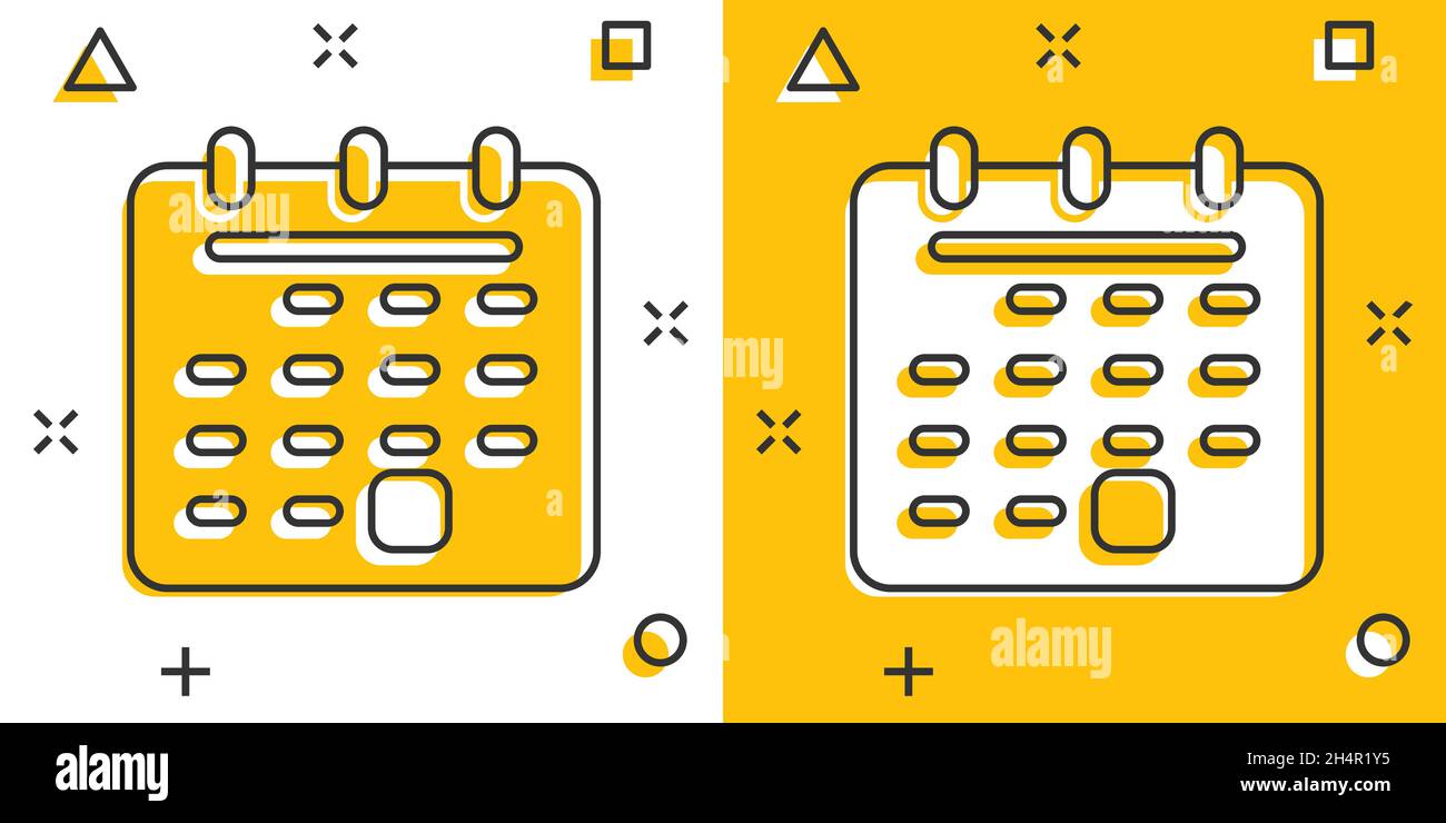 Calendar icon in comic style. Agenda cartoon vector illustration on ...