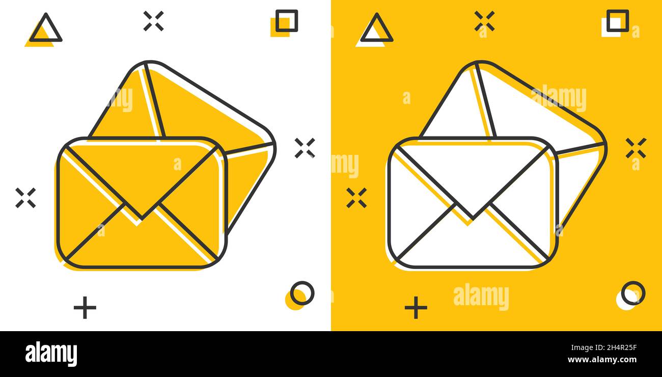 Email message icon in comic style. Mail document cartoon vector ...