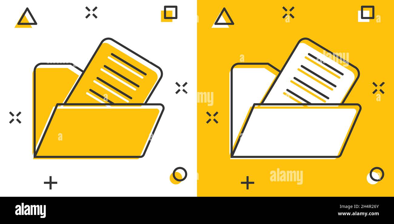 File folder icon in comic style. Documents archive cartoon vector ...