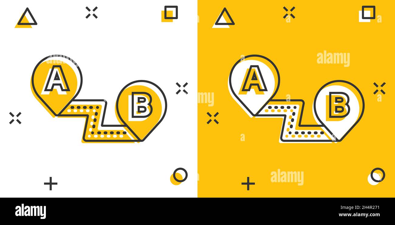 Map pin icon in comic style. Gps navigation cartoon vector illustration ...