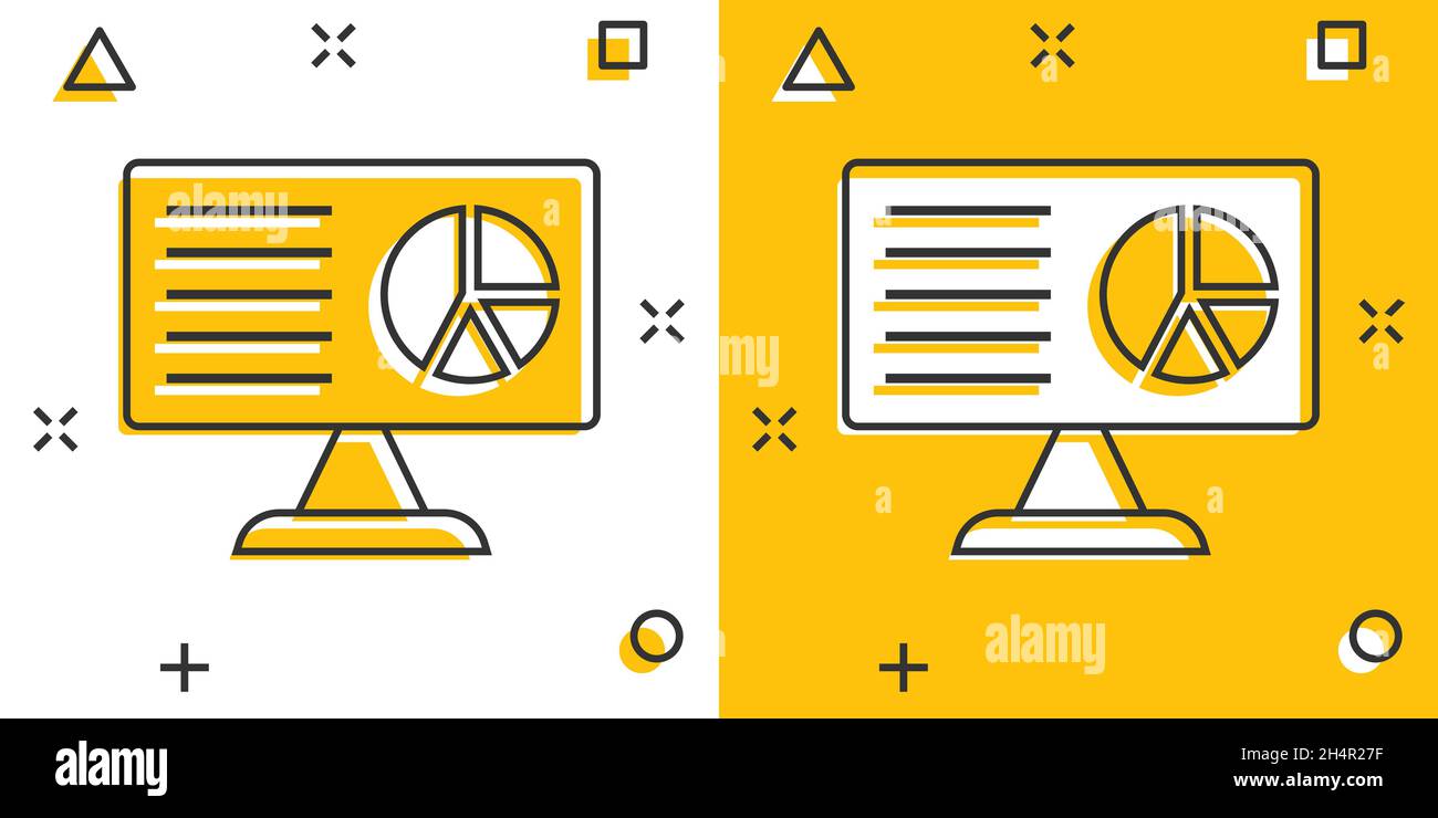 Website analytics icon in comic style. SEO data cartoon vector ...