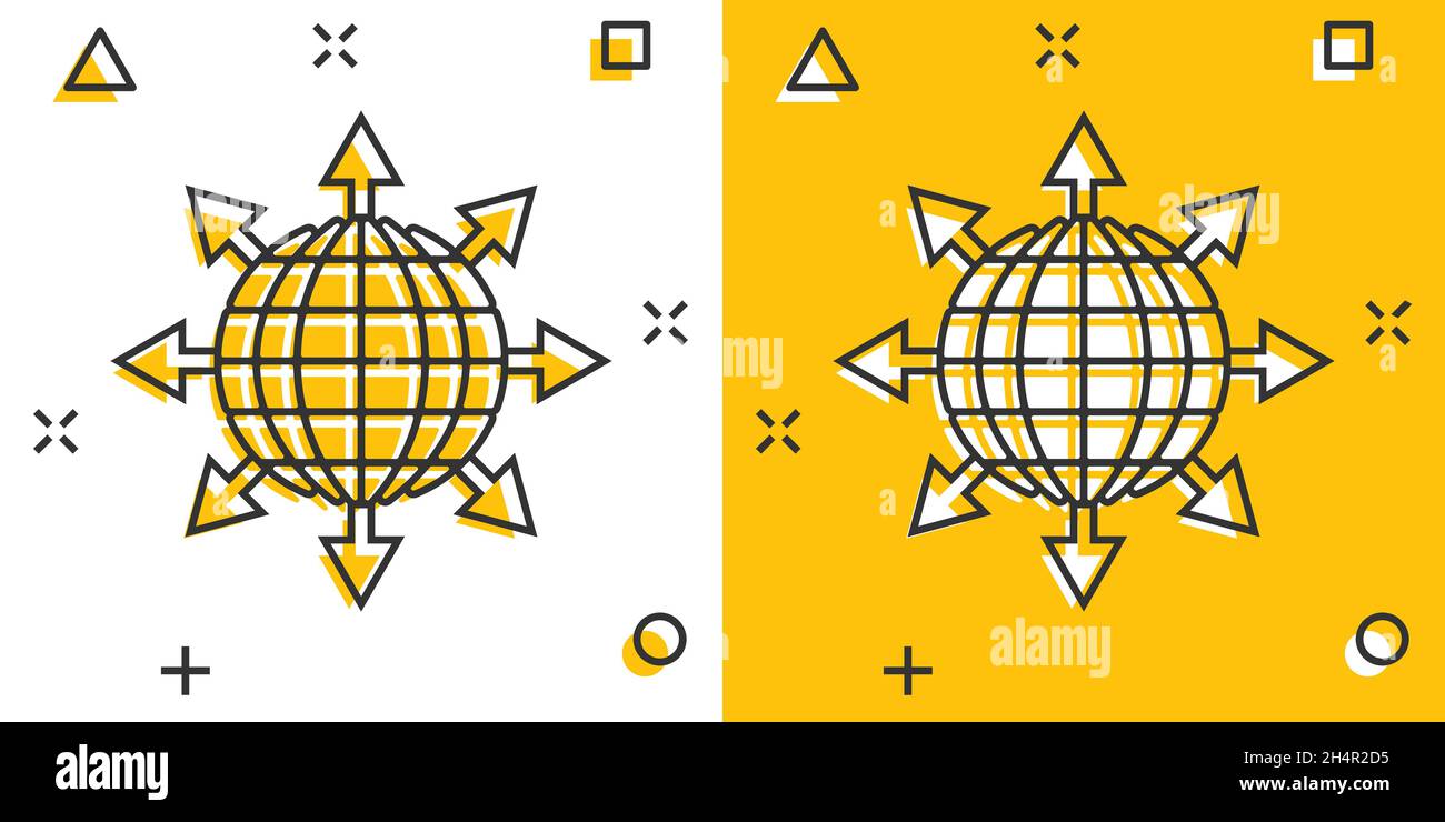 Earth planet icon in comic style. Globe geographic cartoon vector ...