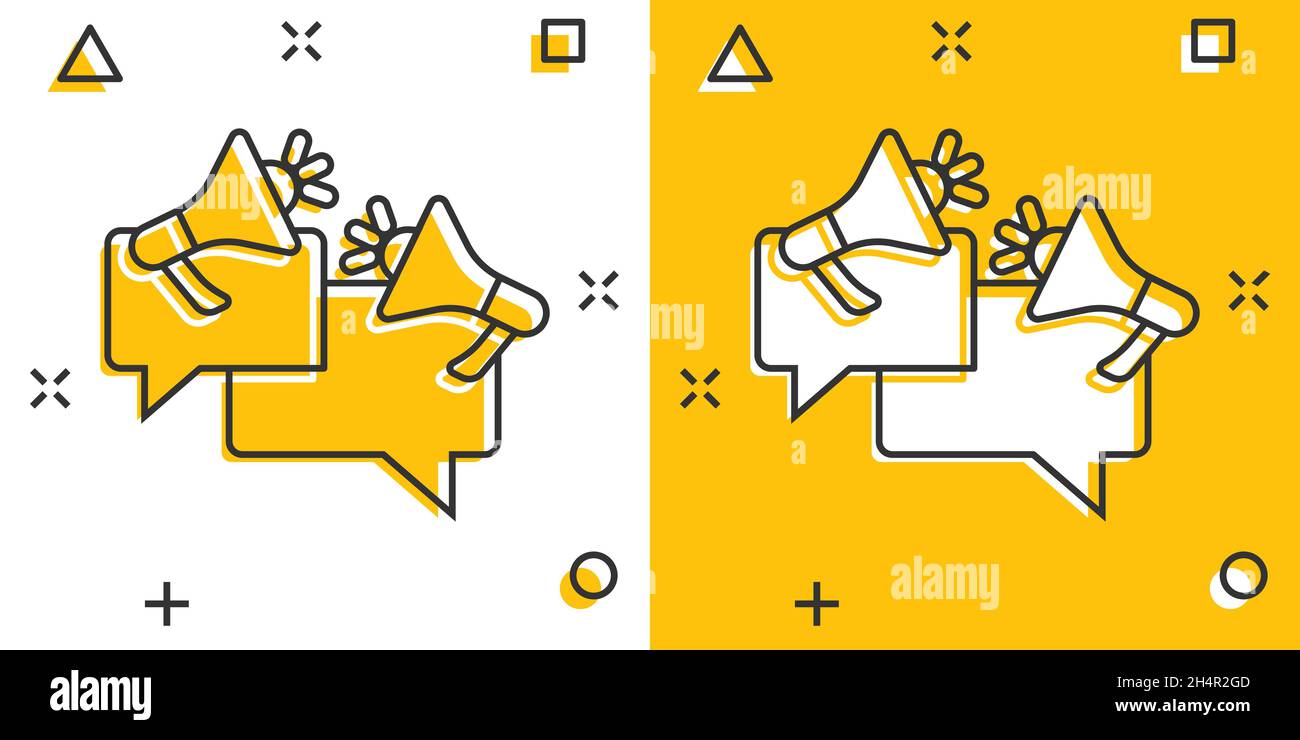 Speech bubble with megaphone icon in comic style. Dialogue box cartoon ...