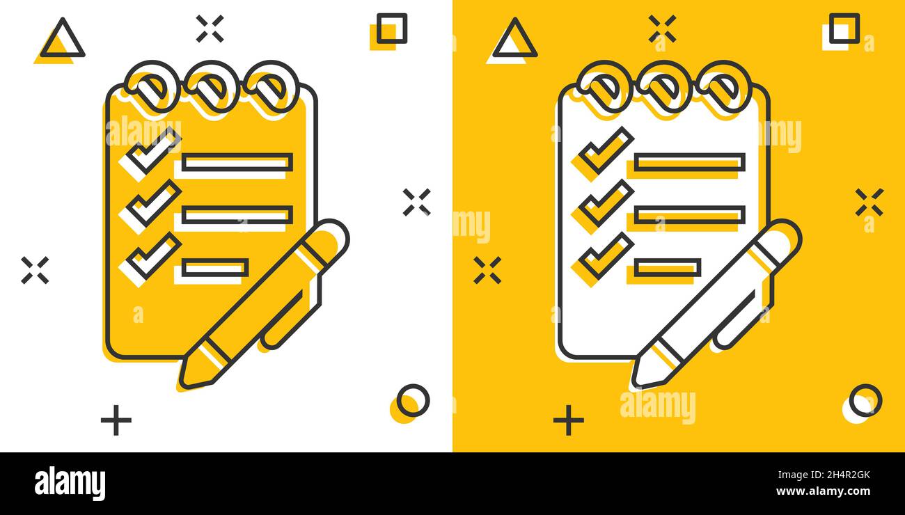 To do list icon in comic style. Document checklist cartoon vector ...