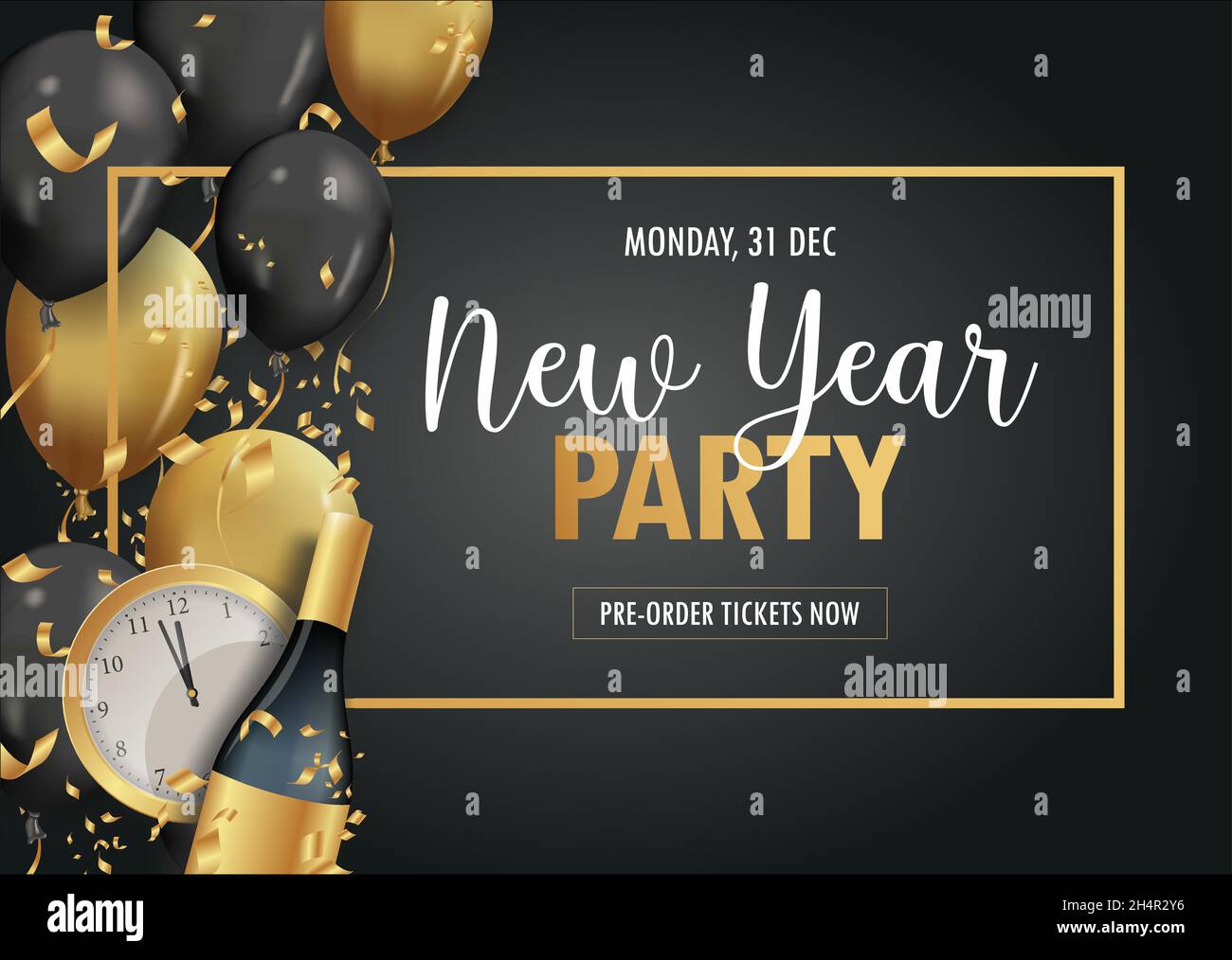 New Year Party design with time and venue details for New Year ...