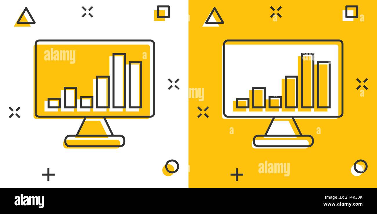 Website analytics icon in comic style. SEO data cartoon vector ...