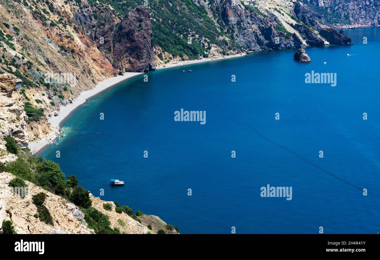 Fiolent cape, sea near Sevastopol. Sunny view of the Black Sea Stock ...