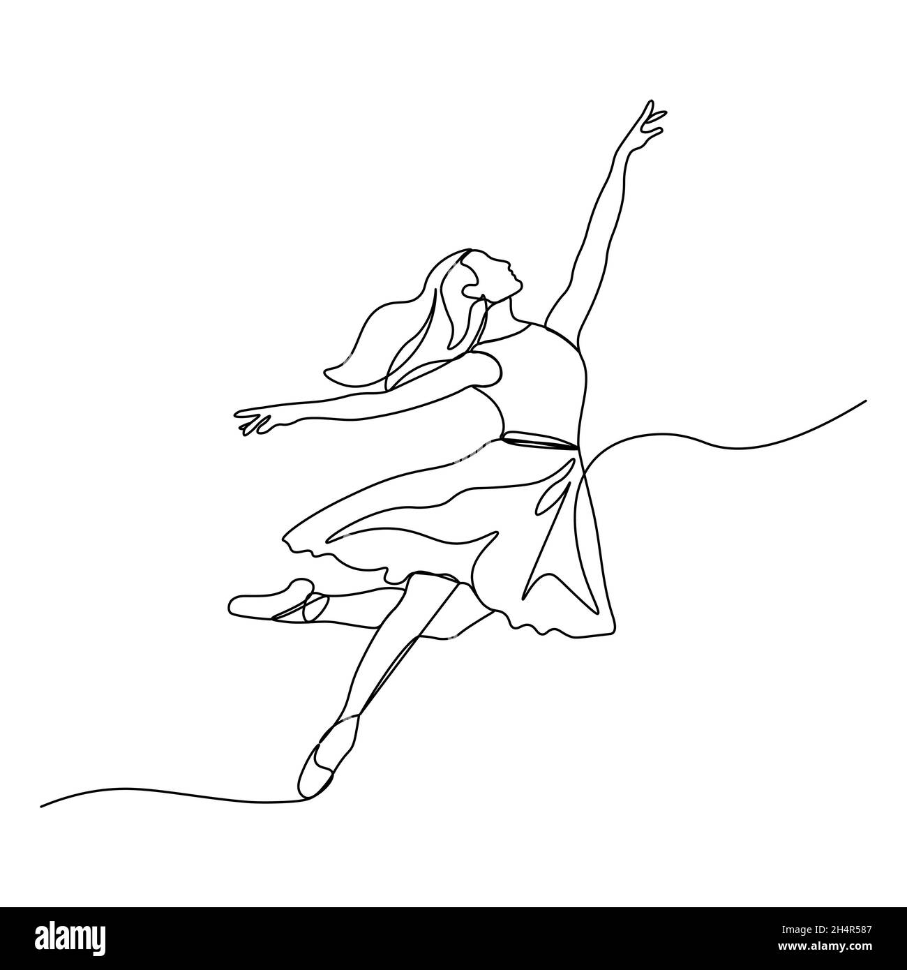Vector illustration. Ballet dancer. Dance. Drawing with one line Stock ...