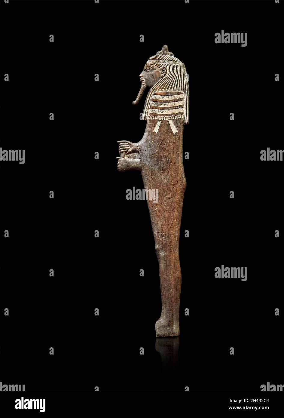 Egyptian Wood carvings of god Amset from a sarcophagus the "son of ...
