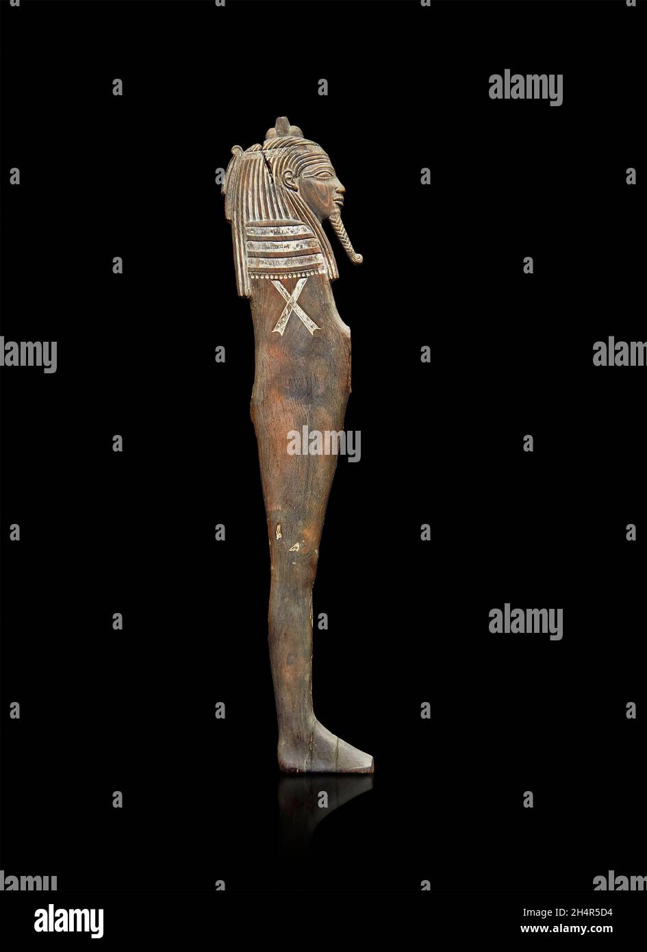 Egyptian Wood carvings of god Amset from a sarcophagus the "son of ...