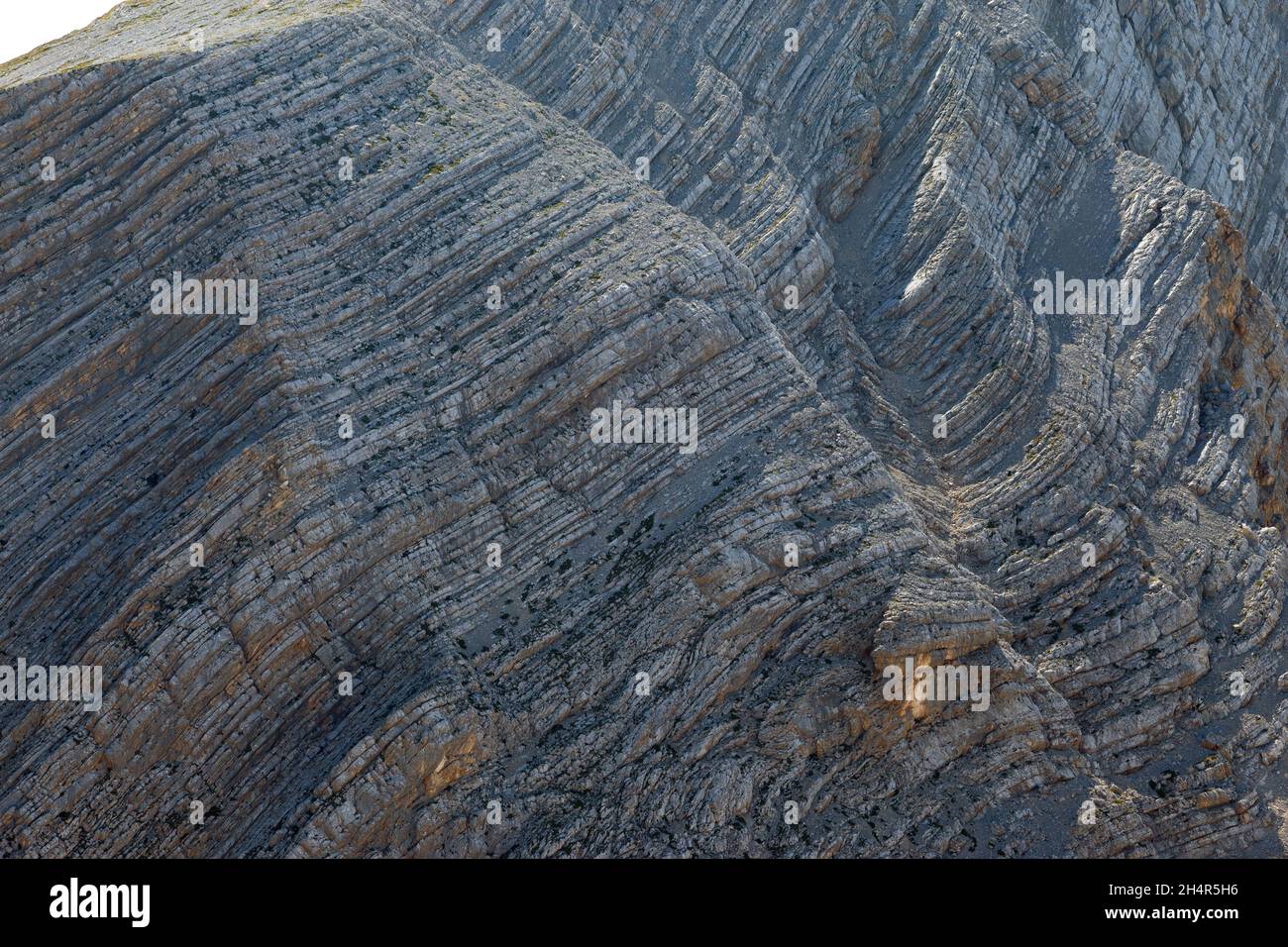 Sasso delle nove mountain. Rock stratifications. Sedimentary limestone ...