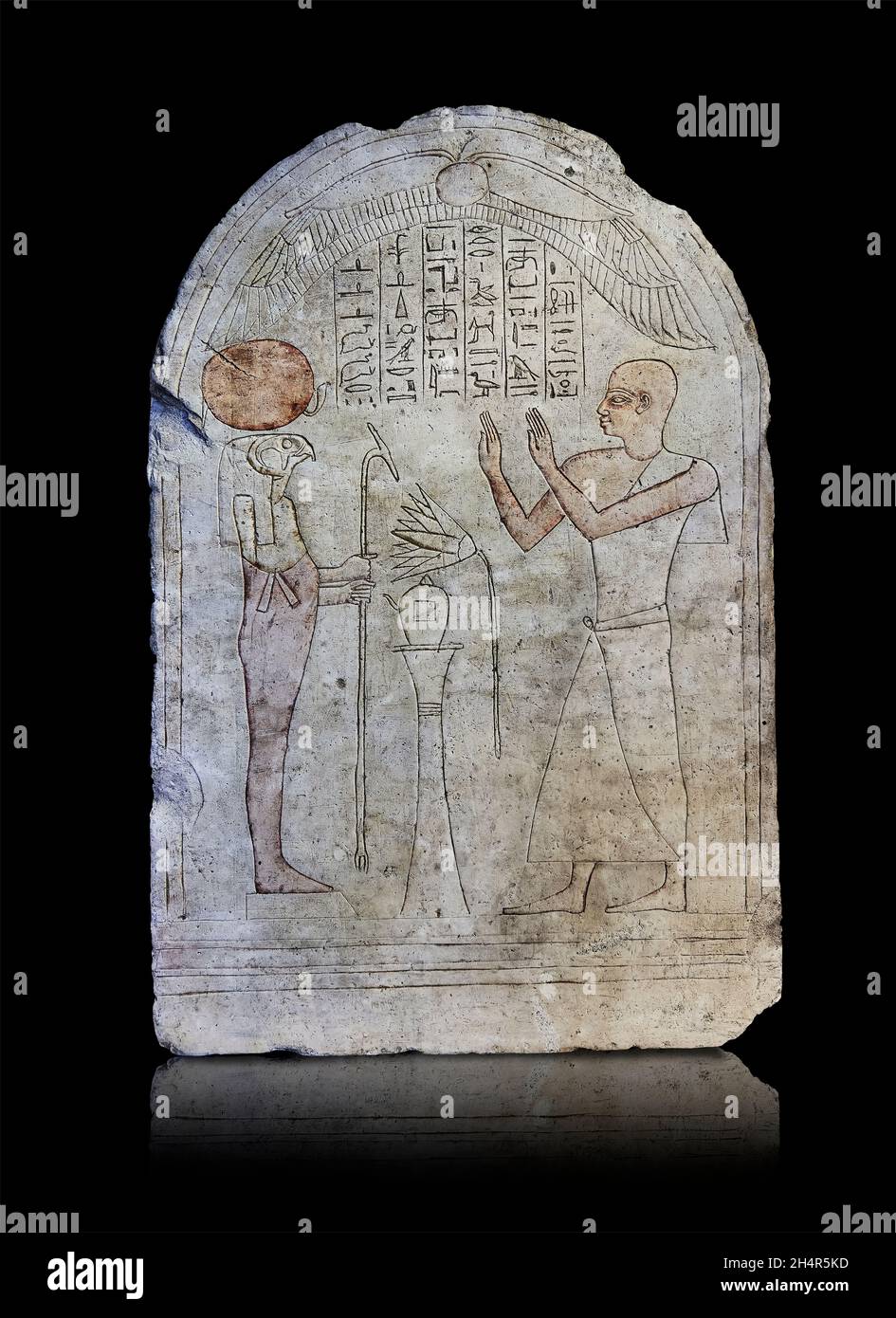 Ancient Egyptian stele of Irtyrtcha worshiping Re Horakhty, 7th cent BC ...
