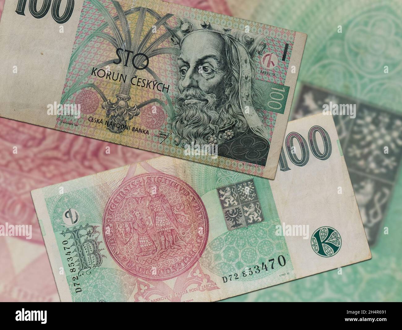 Overhead shot of Czech koruna banknotes Stock Photo - Alamy