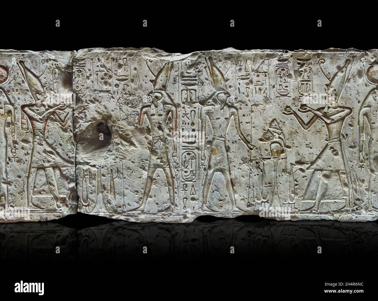 Ancient Egyptian relief mural of Ramesses II making offerings to Osiris ...